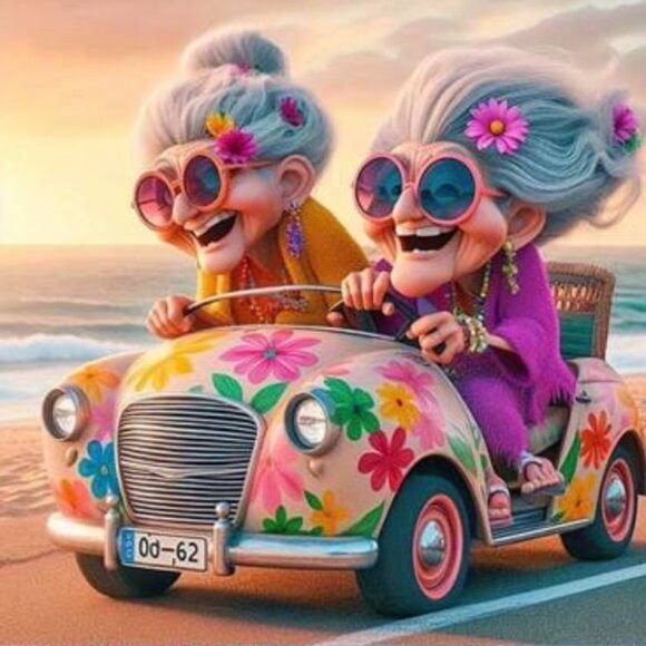 Art | Funny Grandmas Driving Car 5d Diamond Painting Kit 5 | Poshmark